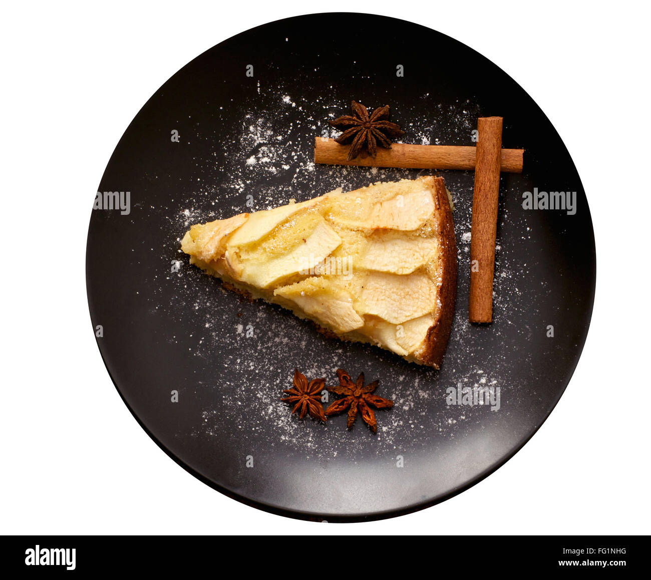 Isolated home made apple pie on the plate over close up Stock Photo - Alamy