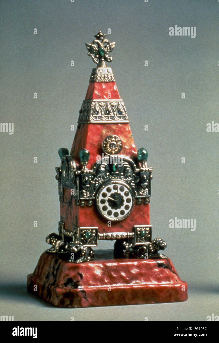 KREMLIN TOWER CLOCK, 1913. /nFaberge Kremlin Clock with rhodonite ...