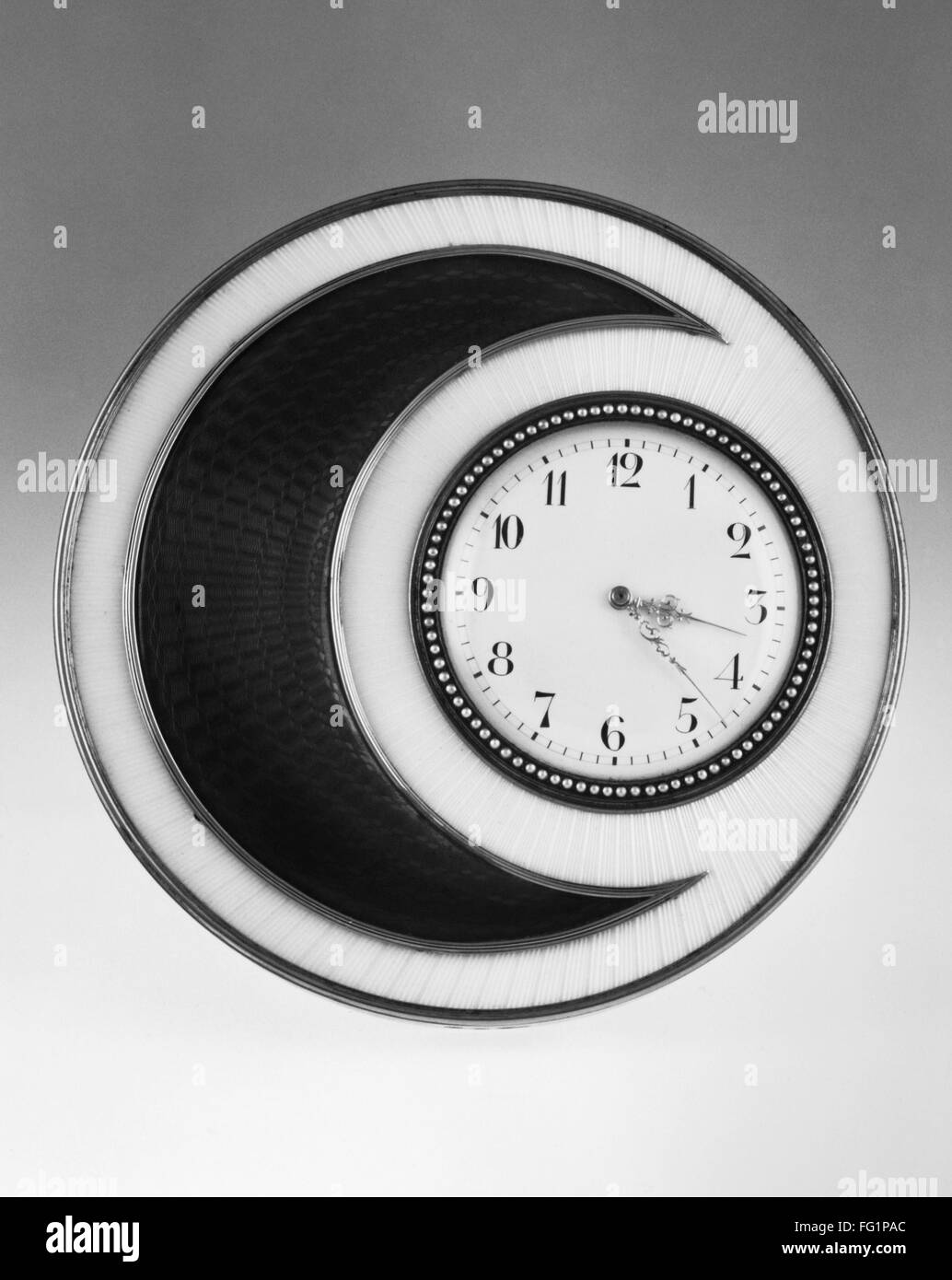 FABERGE CLOCK, c1890. /nFaberge clock, with silver, enamel, pearls and ...