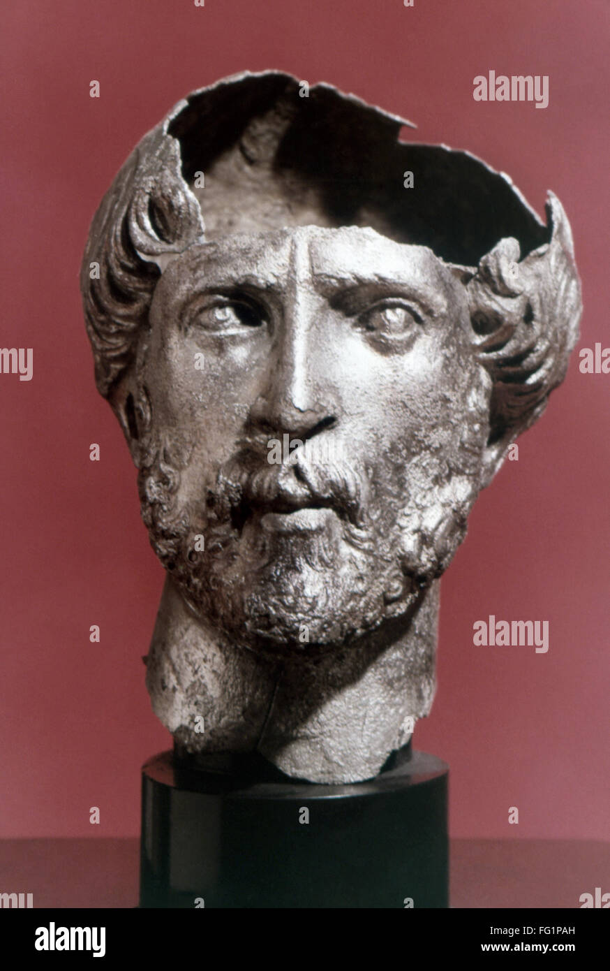 ROME: SILVER HEAD. /nMiniature head of a man of the Roman upper class ...