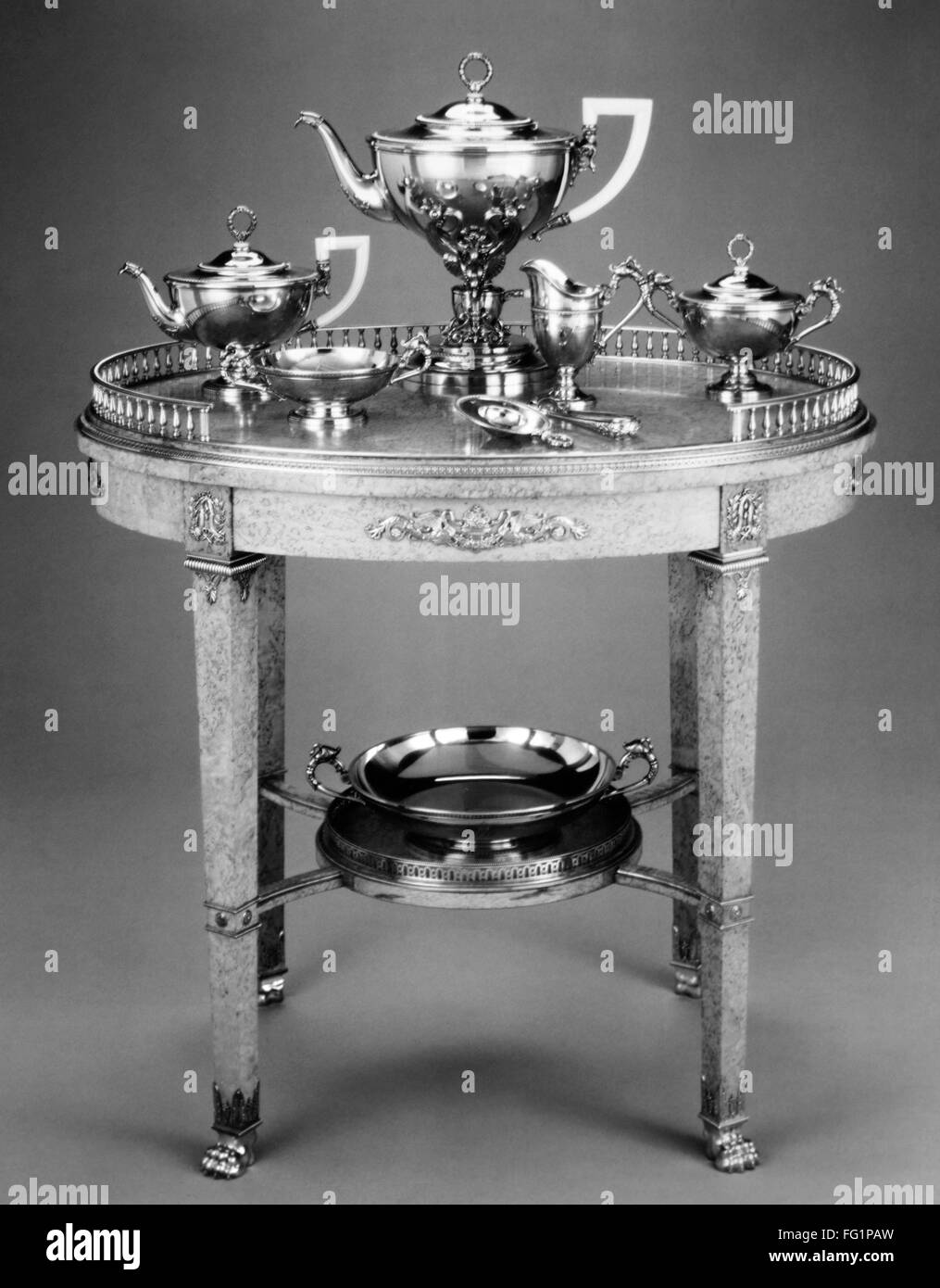 FABERGE TEA SERVICE, c1900. /nEmpire-style tea service and tea table ...