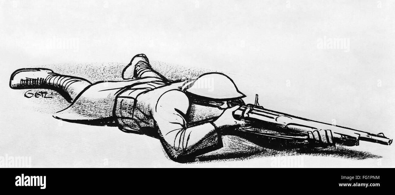 GETZ: SHARPSHOOTER, c1945. /nCartoon of a sharpshooter by Arthur Getz ...