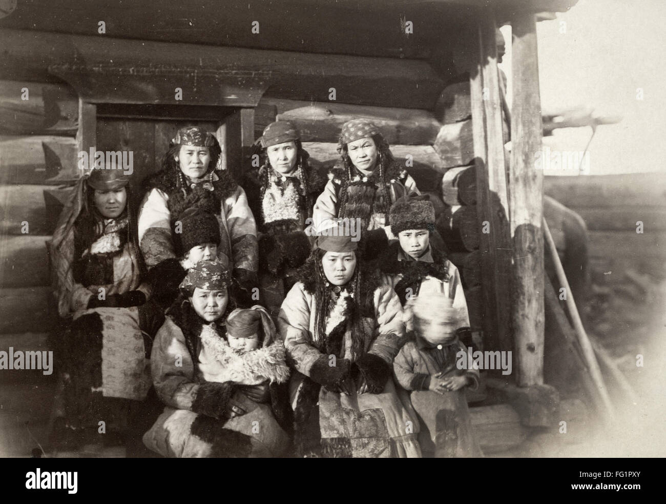 SIBERIA: TATARS, c1885. /nA Tatar women and children outside of their ...