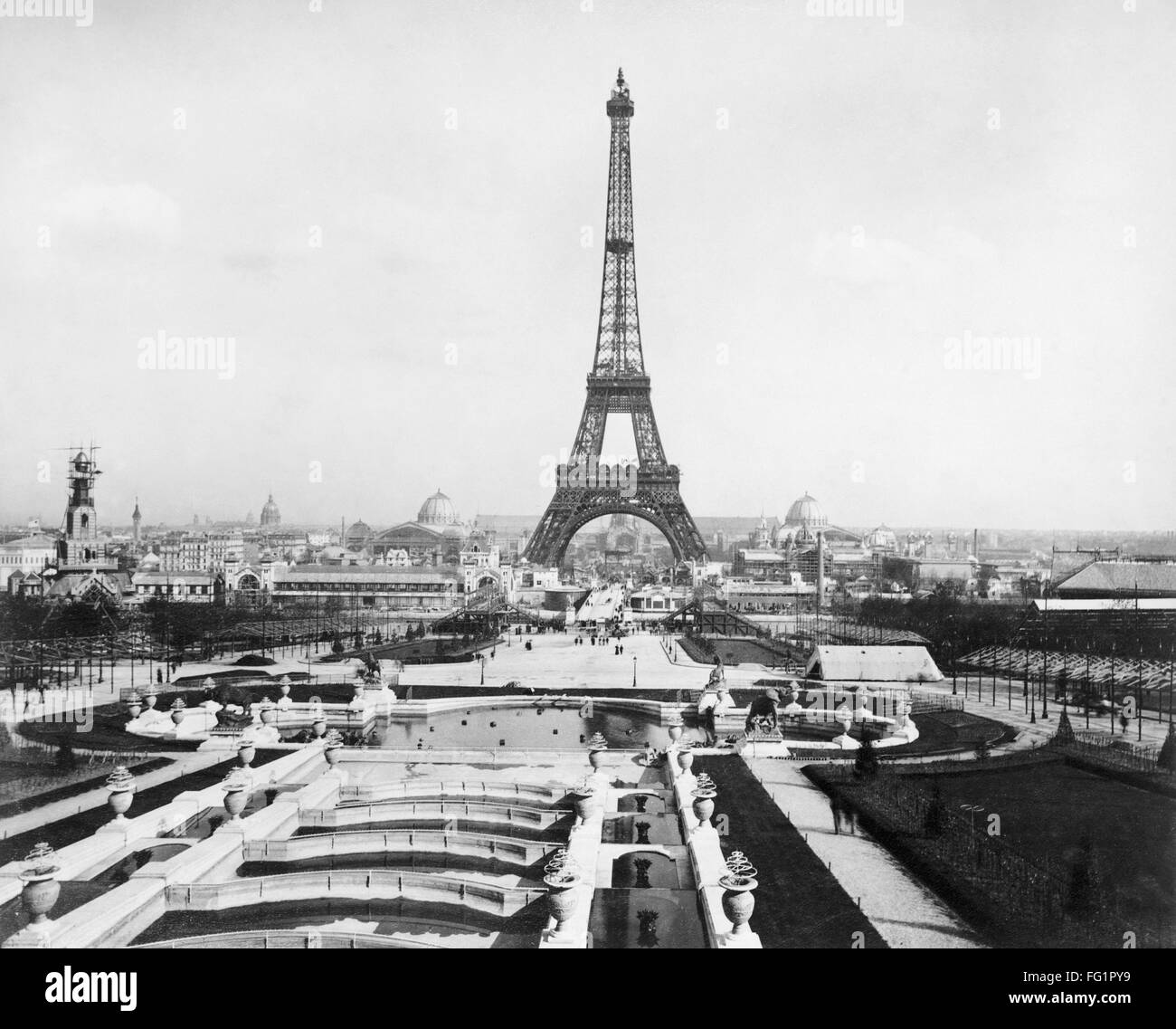 PARIS: EIFFEL TOWER, 1889. /nA view of the Eiffel Tower and the ...