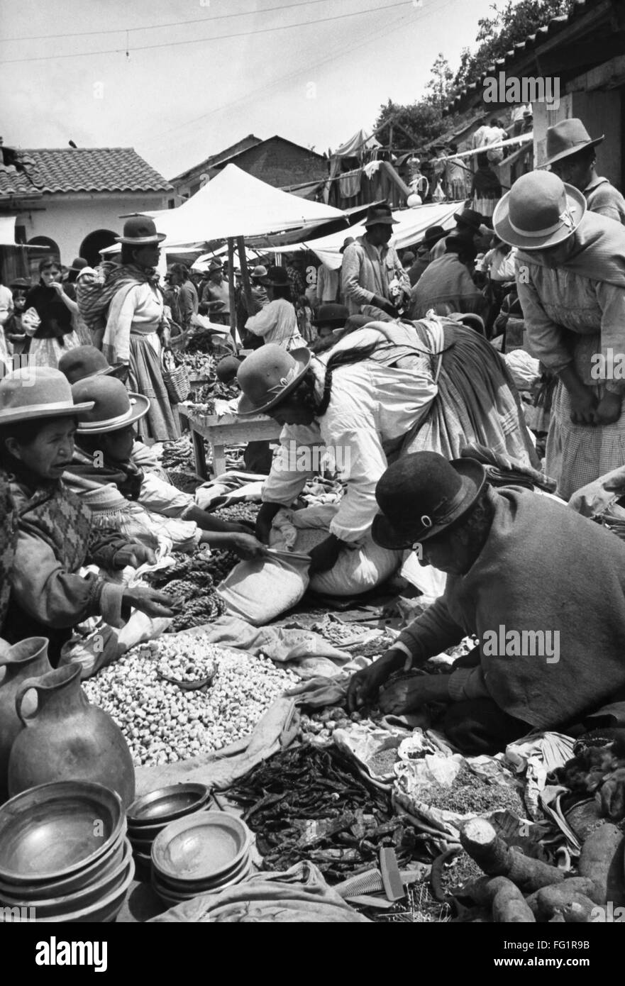 BOLIVIA, c1965. /nAn open air market in Bolivia. Photograph by Paul ...