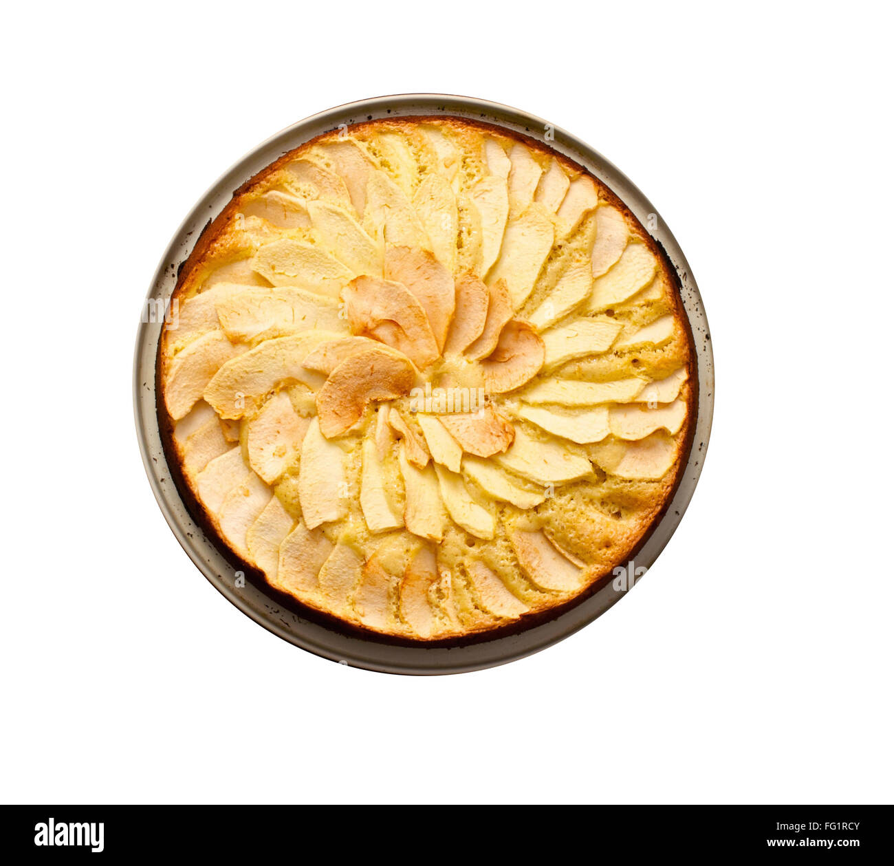 Isolated home made round apple pie over white Stock Photo - Alamy