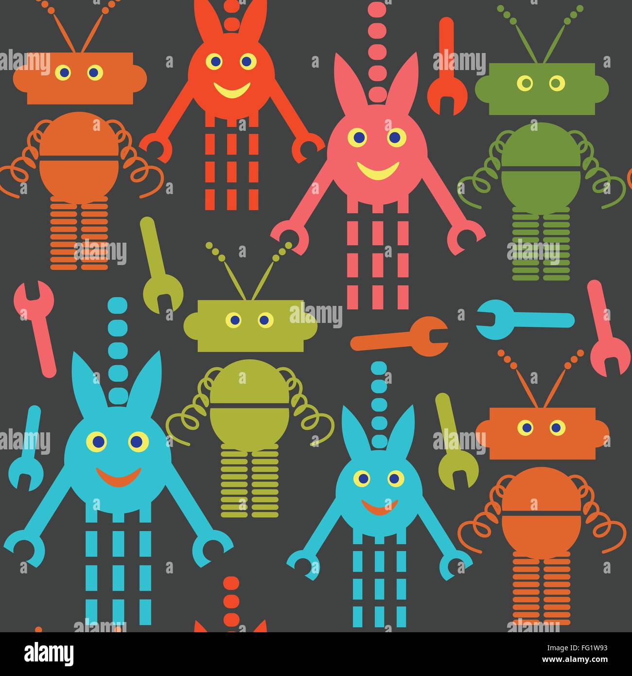 Robots and monsters seamless pattern and seamless pattern in swatch ...