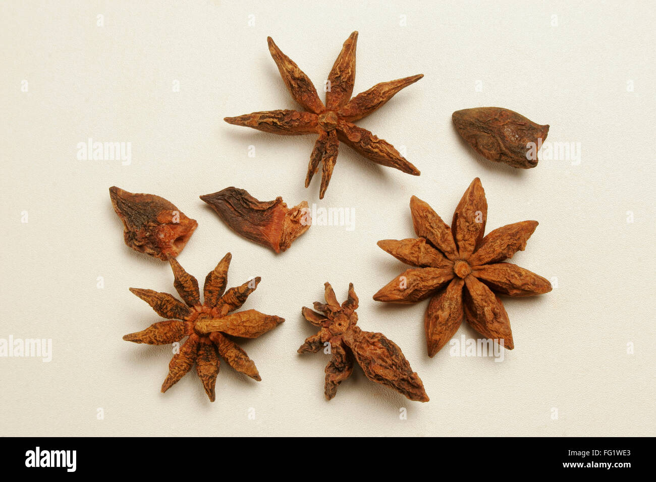 Indian condiments and spices , Star anise on white background Stock ...