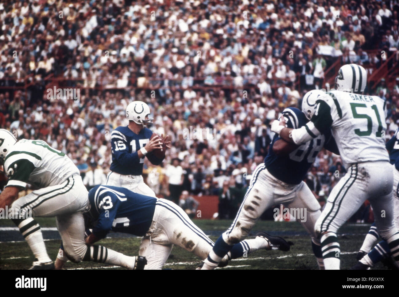 FOOTBALL, 1969. /nQuarterback Johnny Unitas during the Super Bowl ...