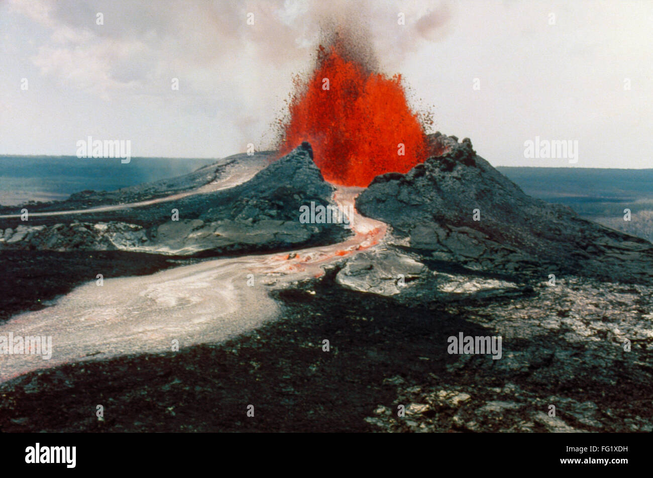 HAWAII: VOLCANOS, 1984. /nThe east rift spatter cone of Kilauea, during ...