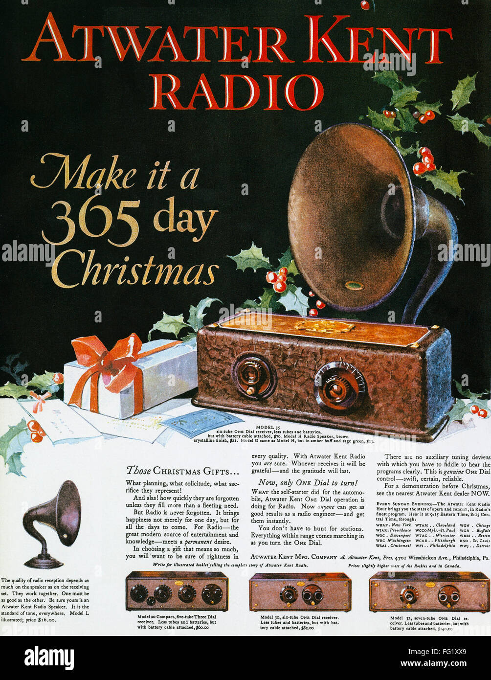 ATWATER KENT RADIO AD, 1926. /nAmerican magazine advertisement for the ...