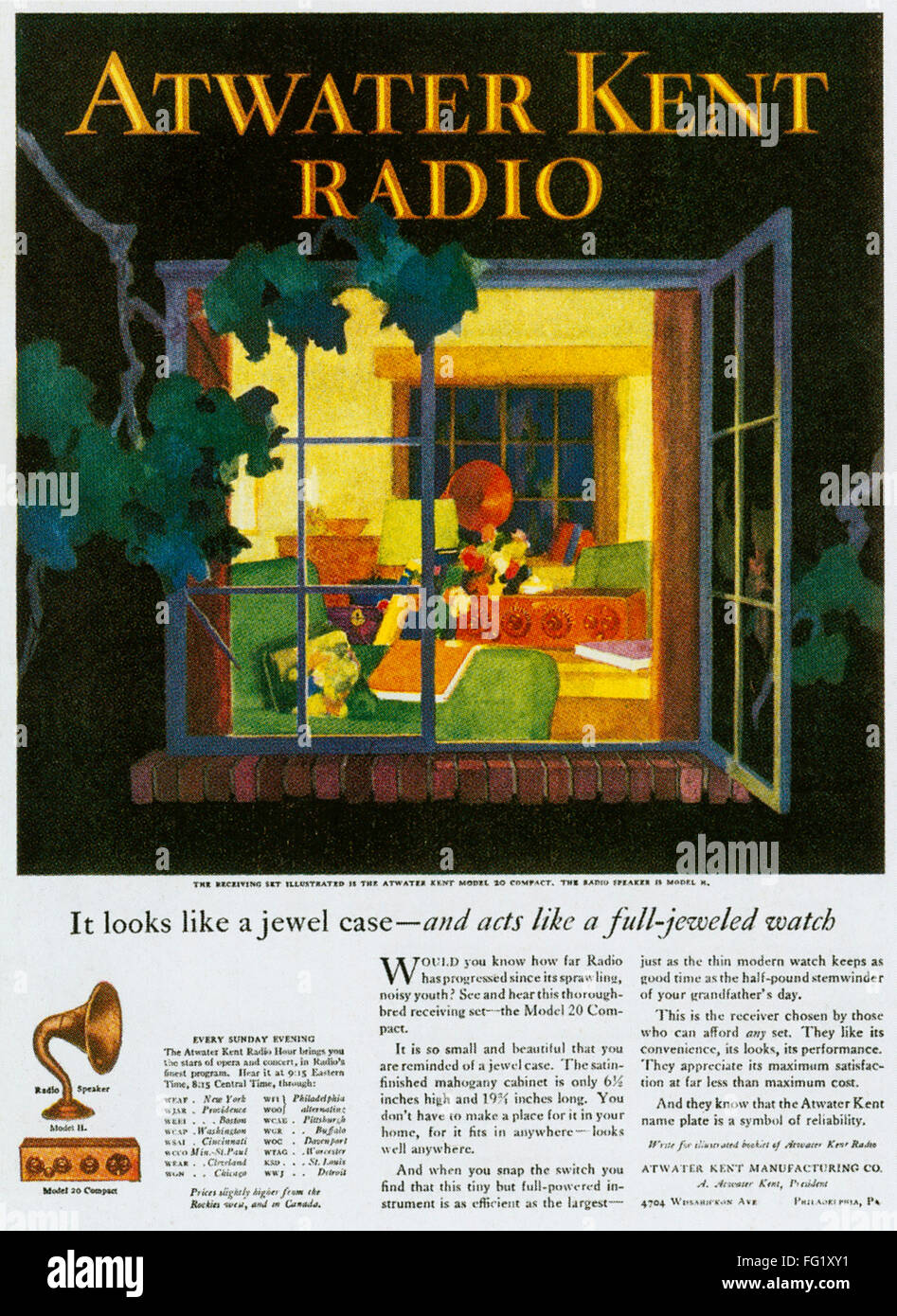 ATWATER KENT RADIO AD, 1926. /nAmerican magazine advertisement for the ...