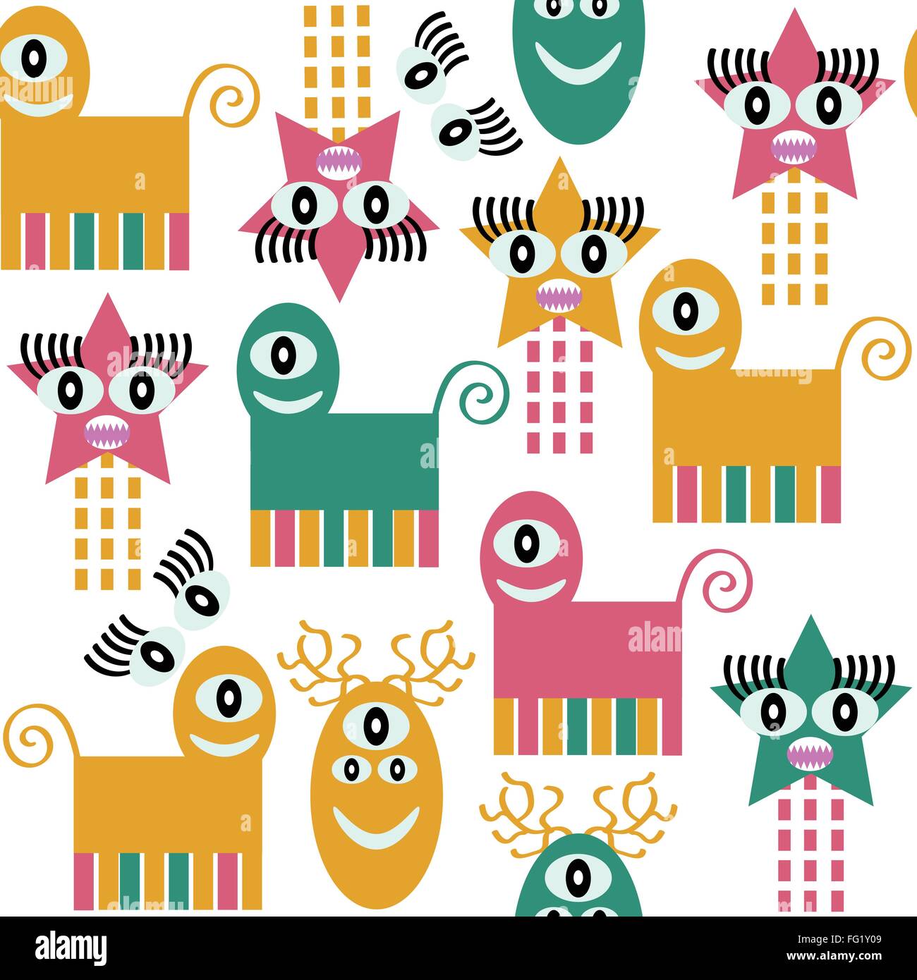 Abstract adorable monsters seamless pattern and seamless pattern in ...