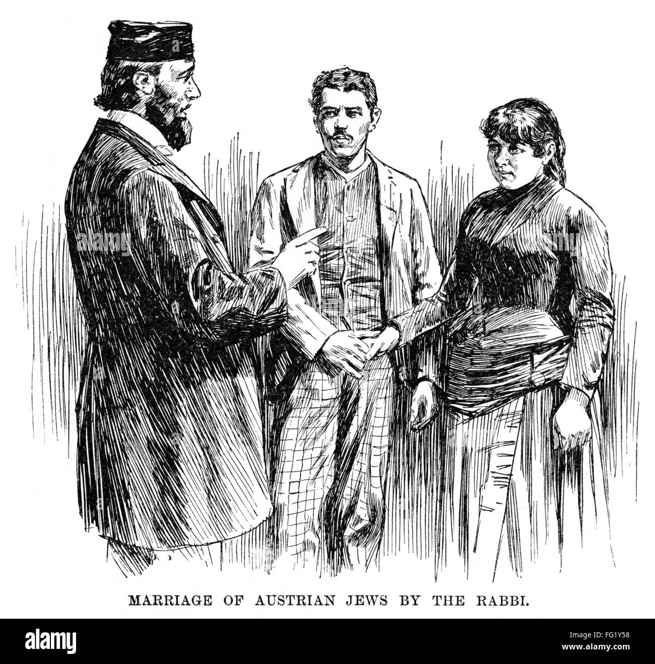 IMMIGRANTS, 1891. /n'Marriage of Austrian Jews by the rabbi.' Engraving ...