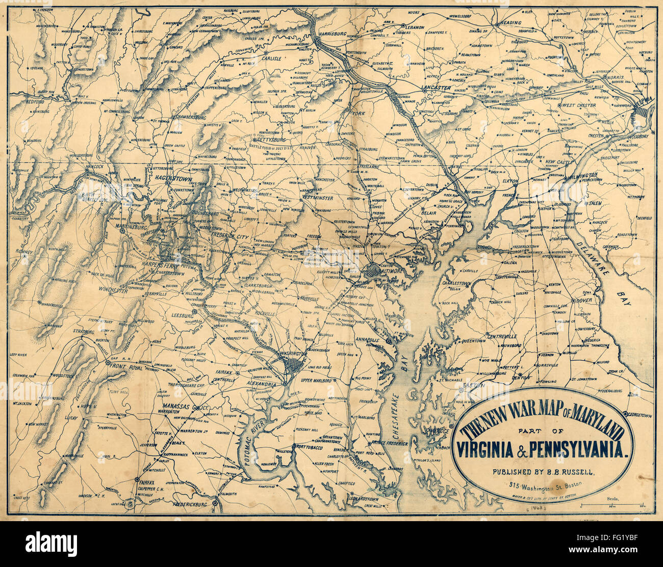 MAP: MARYLAND, 1863. /n'The New War Map Of Maryland, Part Of Virginia ...