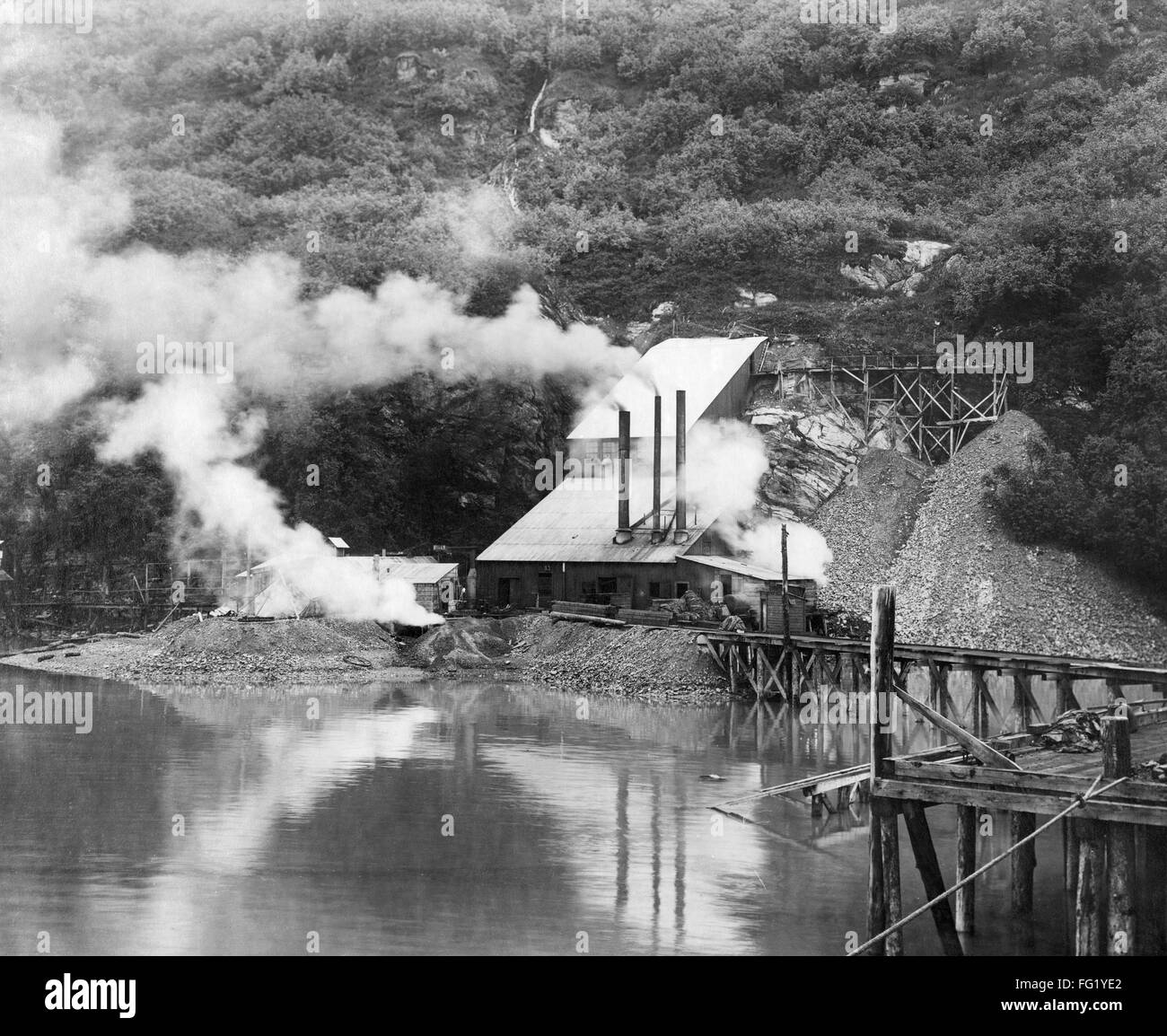 ALASKA: GOLD MINE, c1920. /nA gold mine in Valdez, Alaska. Photograph ...