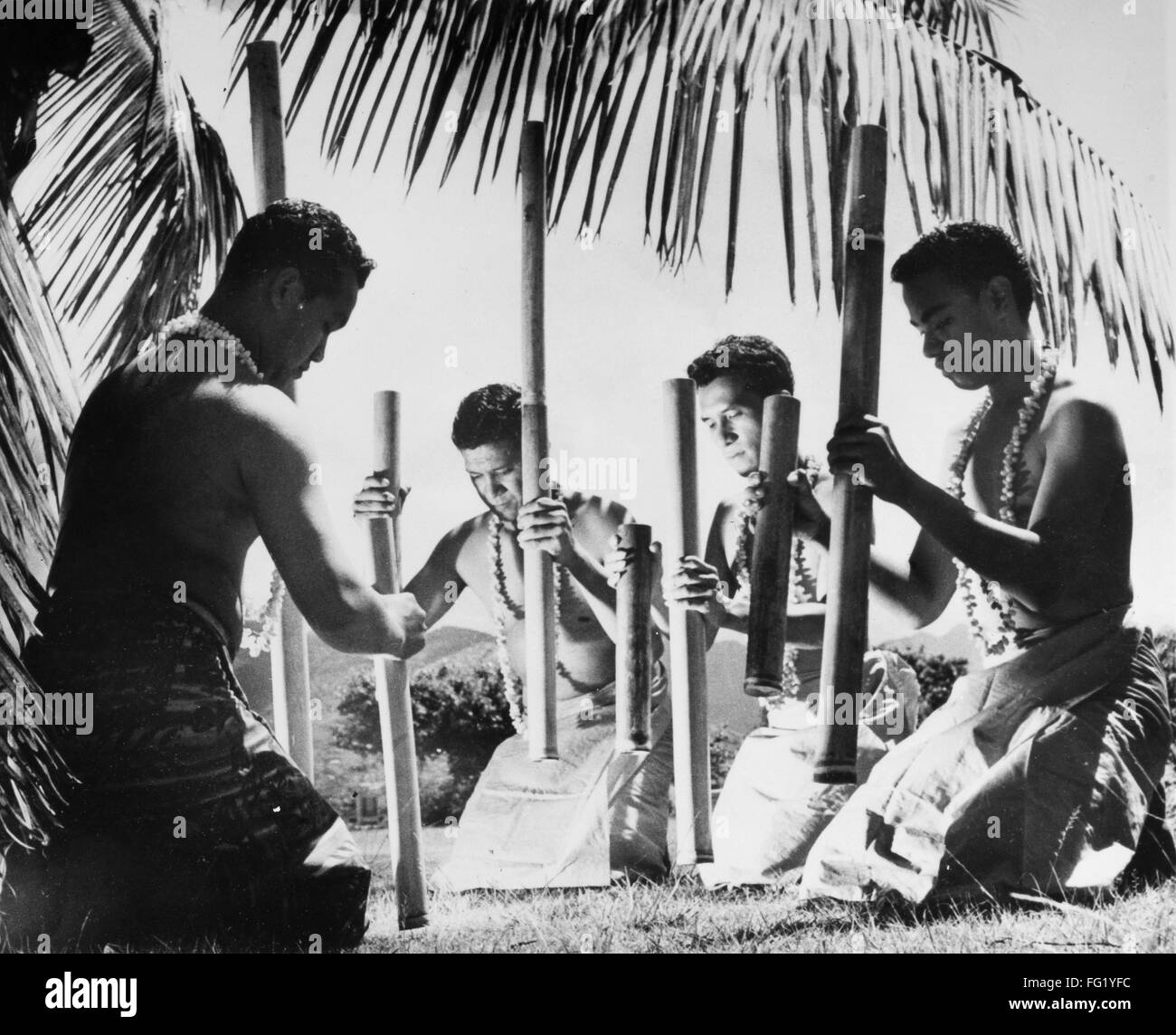 HAWAII: KA'EKE'EKE, c1950. /nHawaiian musicians playing ka'eke'eke ...