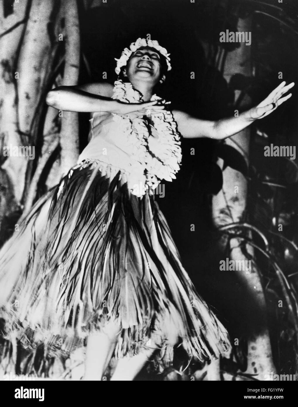 HAWAII: HULA DANCER. /nA native Hawaiian Hula dancer. Photograph, mid ...