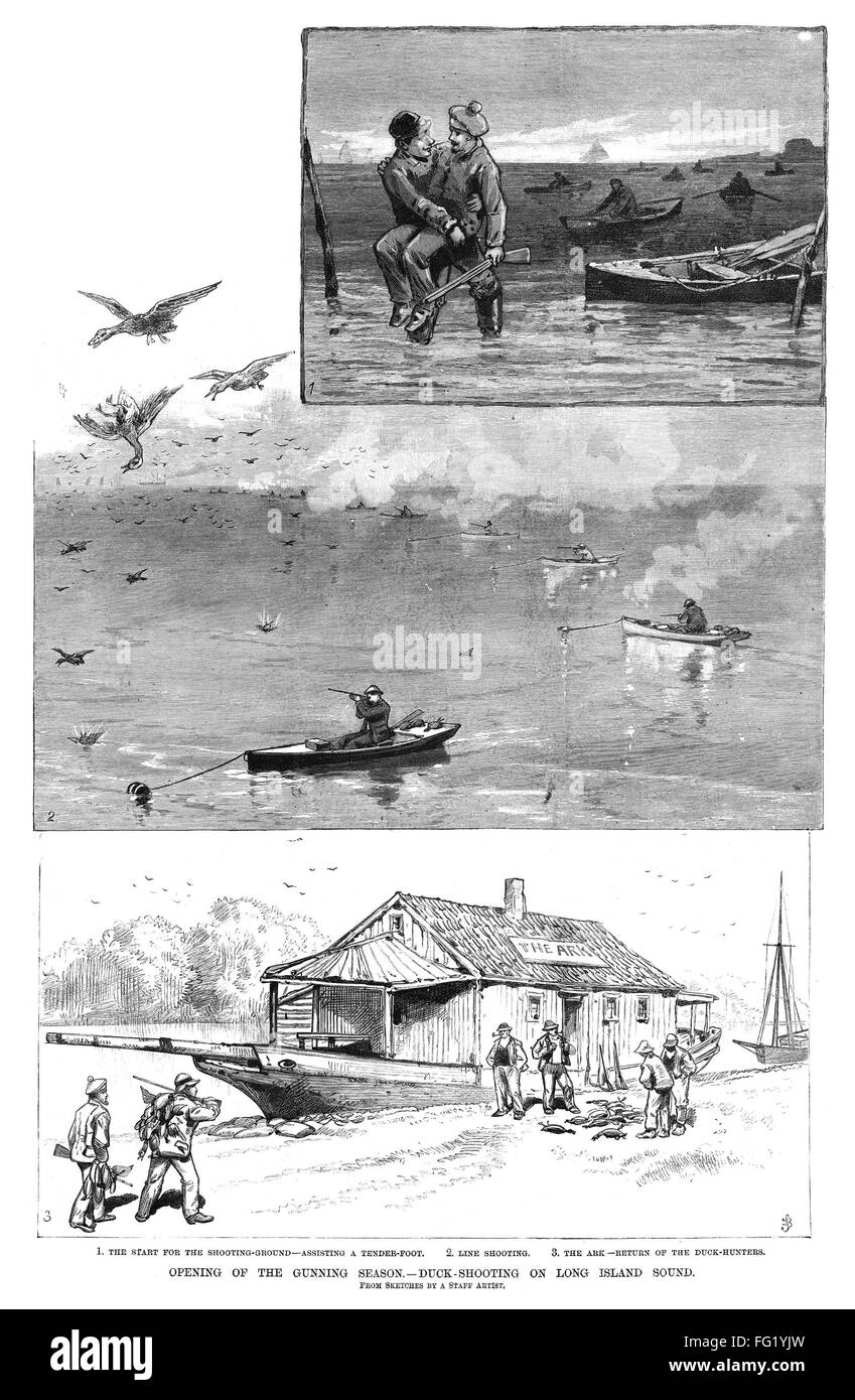 DUCK HUNTING, 1886. /n'Opening the Gunning Season. - Duck-Shooting on ...