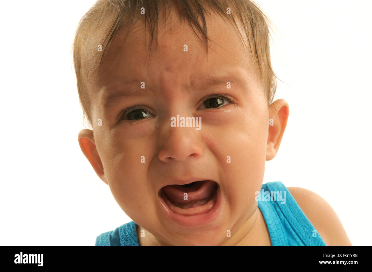 One year old baby boy crying MR#592 29 March 2008 Stock Photo - Alamy
