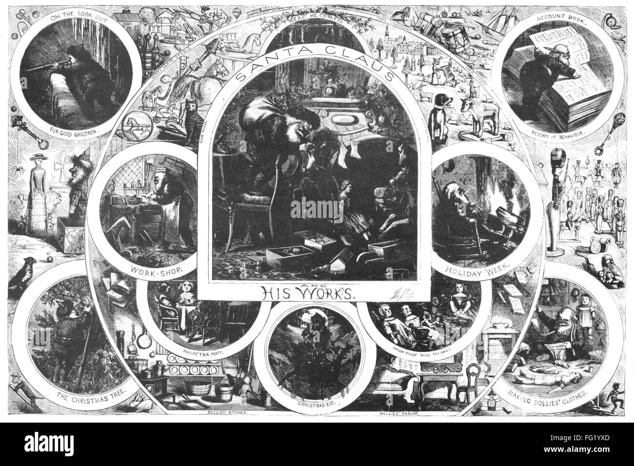 NAST: SANTA CLAUS, 1866. /n'Santa Claus and His Works.' Wood engraving ...