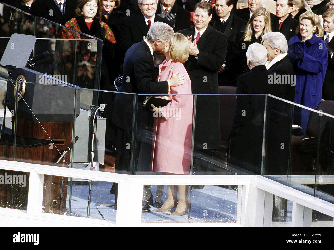 CLINTON INAUGURATION, 1997. /nPresident Bill Clinton and First Lady ...