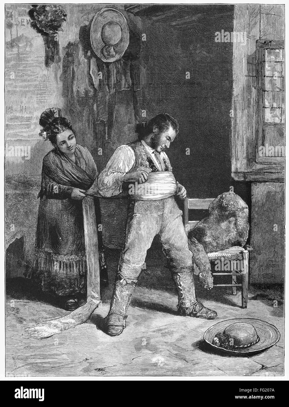 BULL FIGHTER, 1871. /n'The Bull Fighter.' Engraving after a drawing by ...