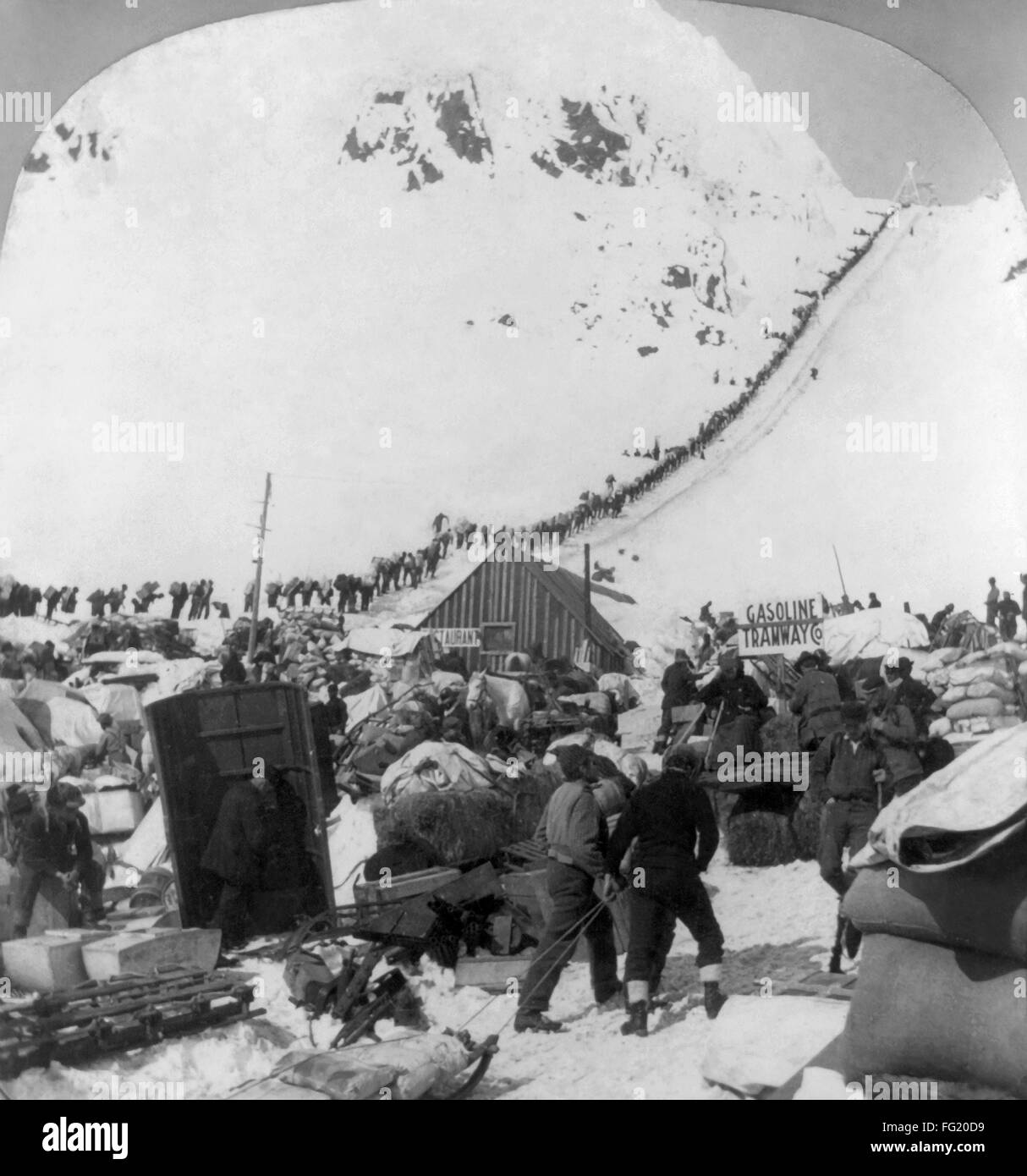 ALASKA: MINERS, c1898. /nMiners climbing a mountain, bound for the ...