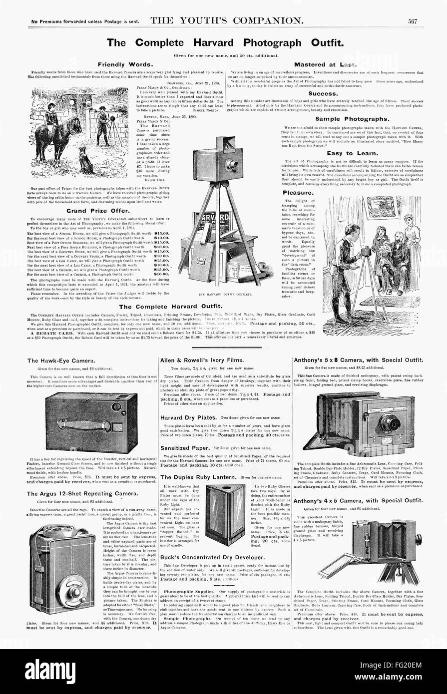 AD: CAMERAS, 1890. /nAmerican magazine advertisements for various ...