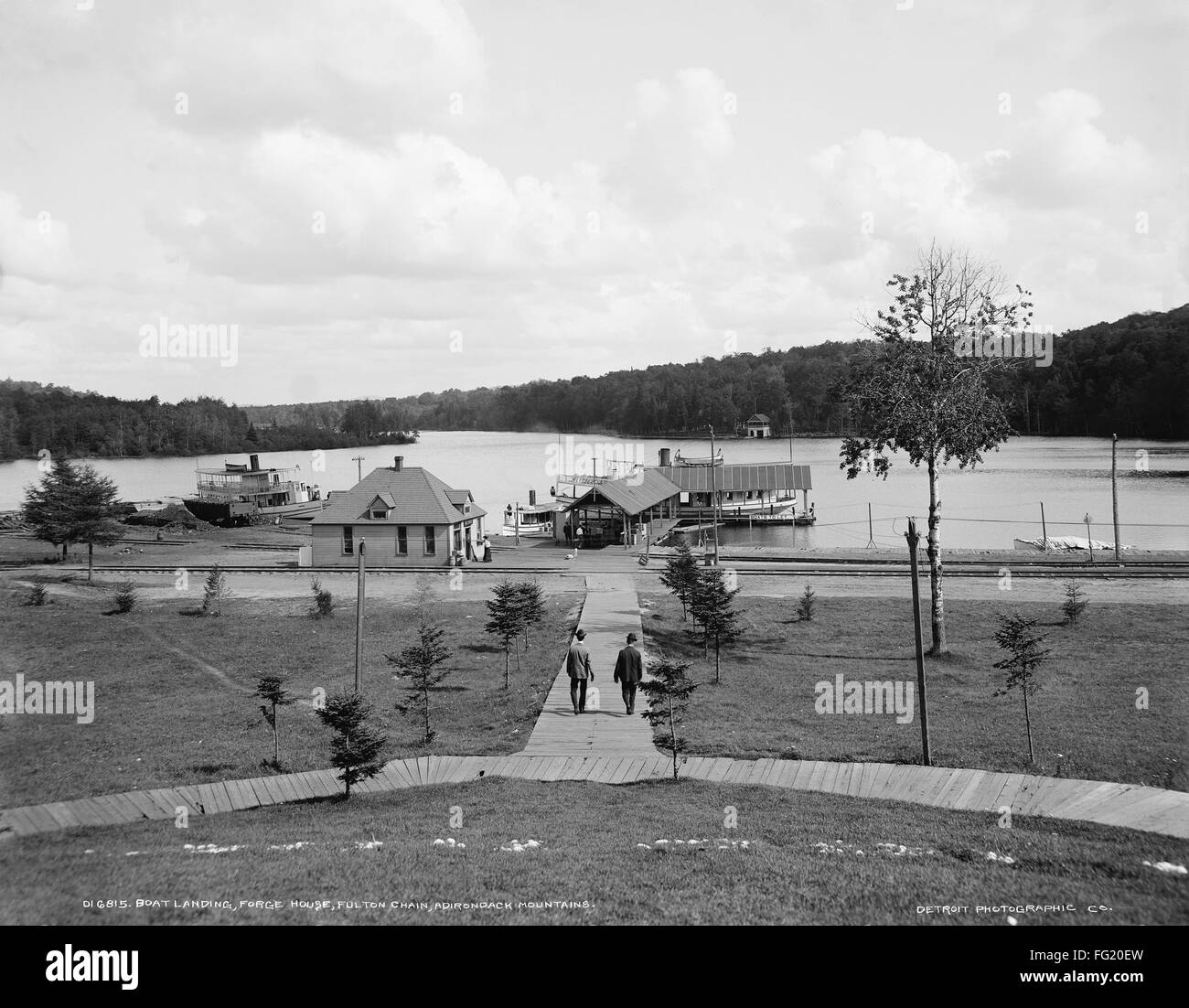 FULTON CHAIN LAKES, c1904. /nA boat landing at the Forge House in the ...