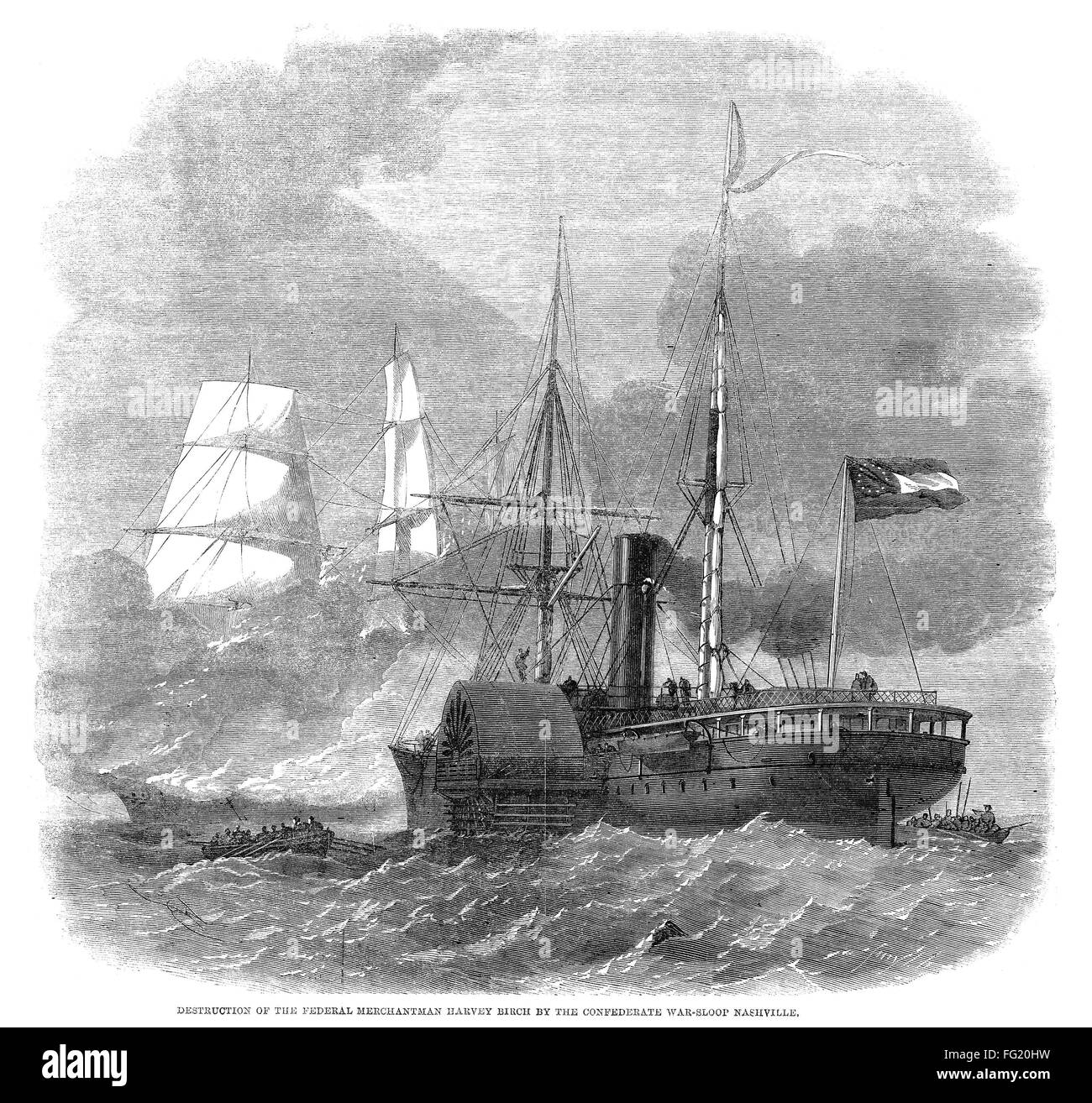 CIVIL WAR: NAVAL BATTLE, 1861. /nThe destruction of the Union ...