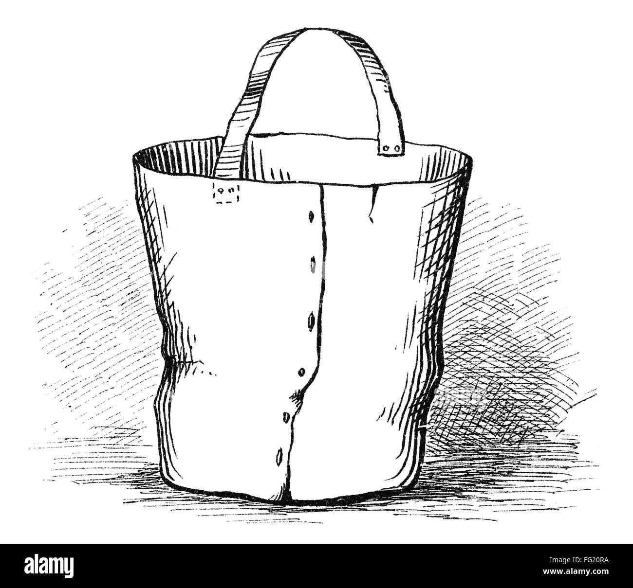 FIREFIGHTING: WATER BUCKET. /nAn ancient water bucket used for fighting ...