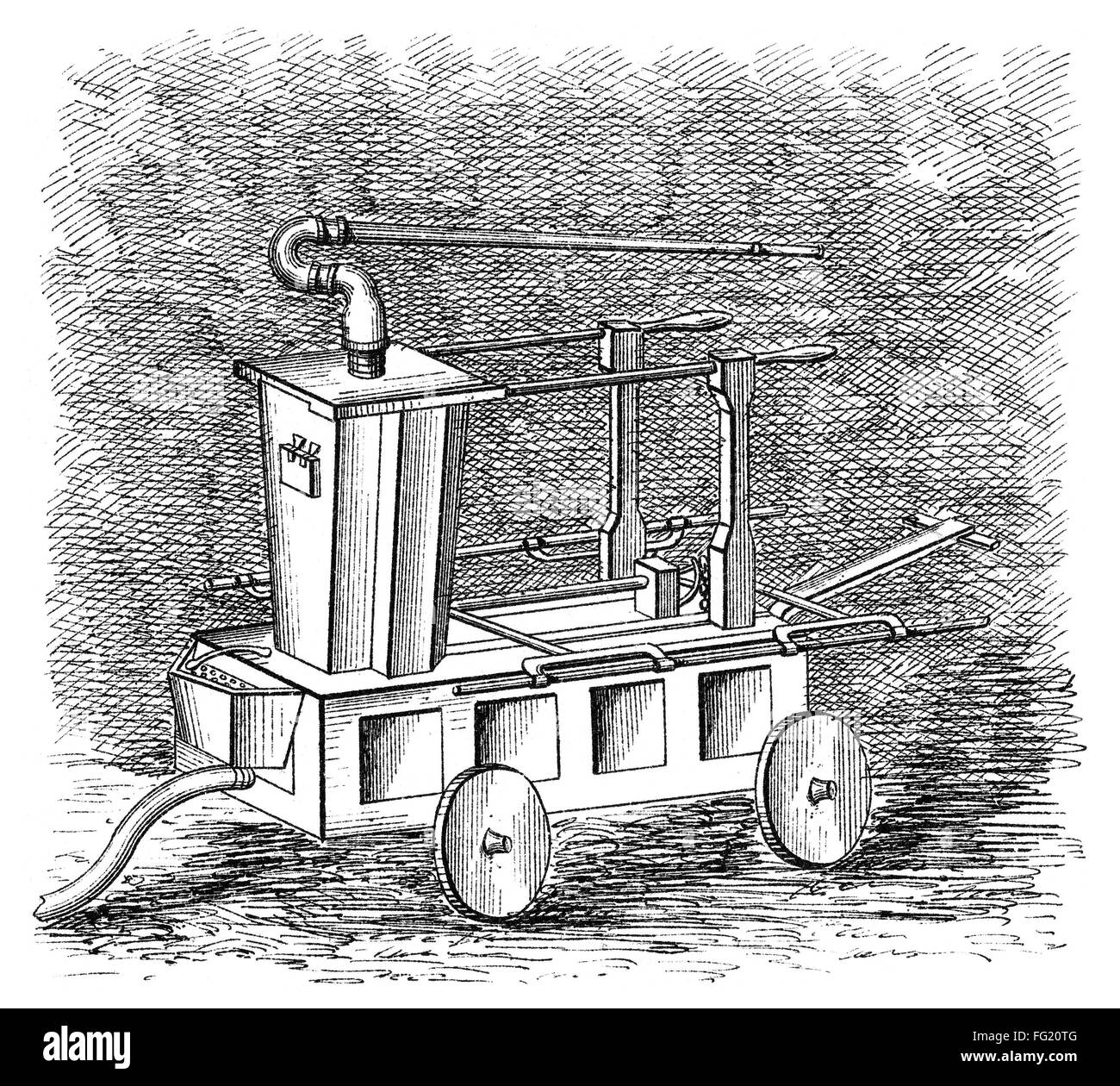 FIREFIGHTING, c1725. /nA hand-pulled fire engine dating from c1725 ...