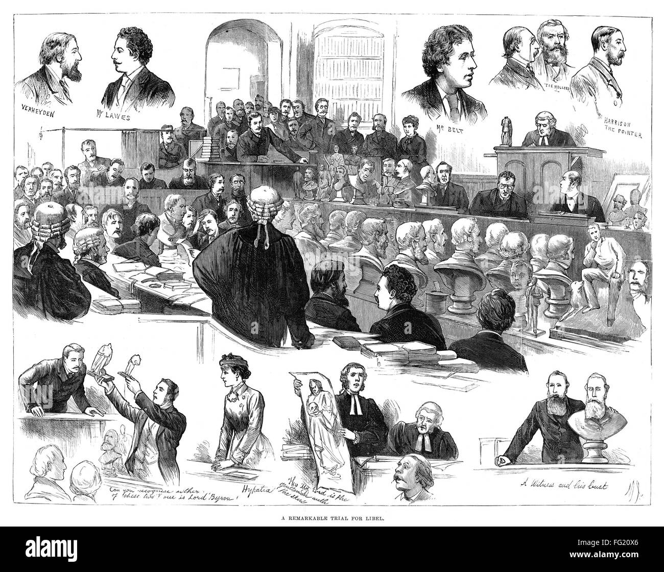 LIBEL TRIAL, 1882. /nScenes from a libel case against sculptor Charles ...