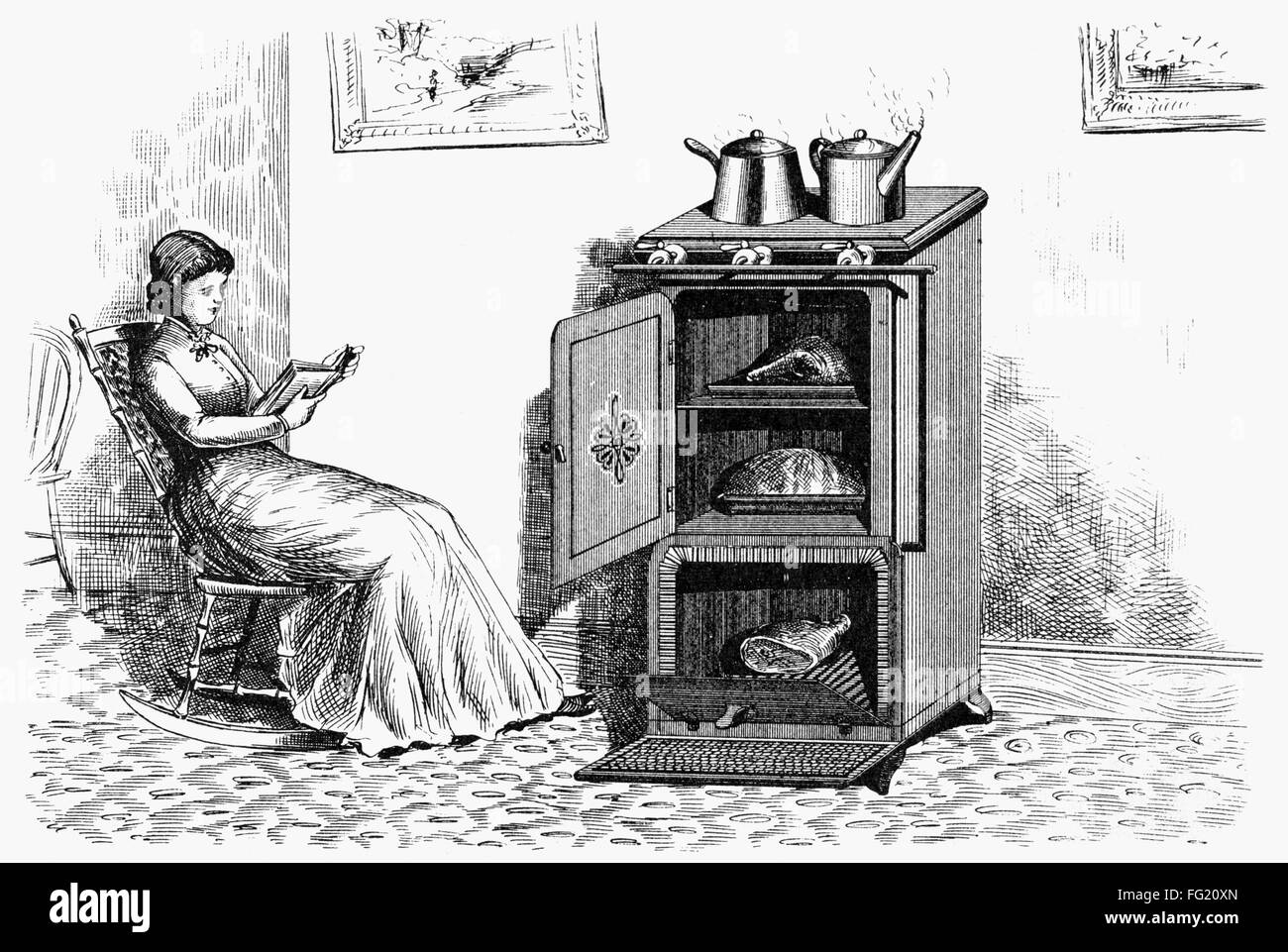 GAS STOVE, 1880. /nAmerican patent gas cooking stove, 1880 Stock Photo ...