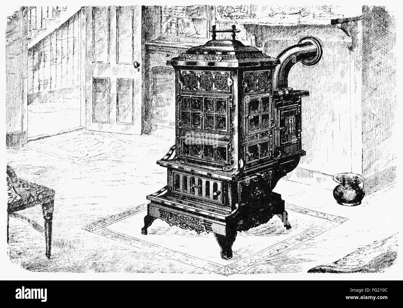 MAGAZINE STOVE, 1880. /nAmerican patent magazine stove and warming oven ...