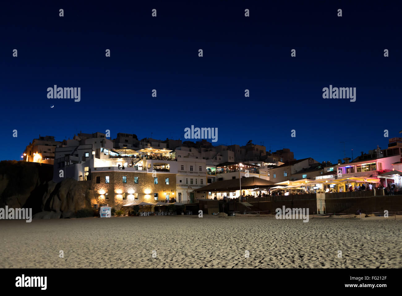 Albufeira beach at night, Algarve, Portugal Stock Photo - Alamy