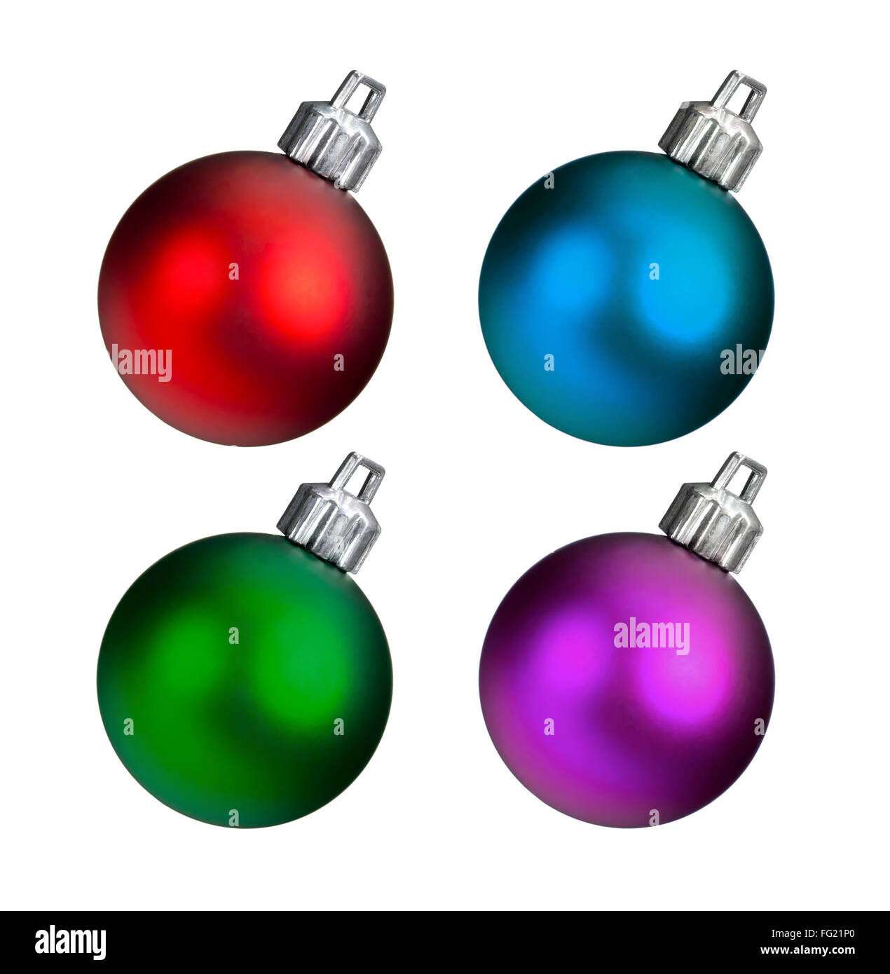 Assorted Multi colored collection of Christmas bulbs isolated on white ...
