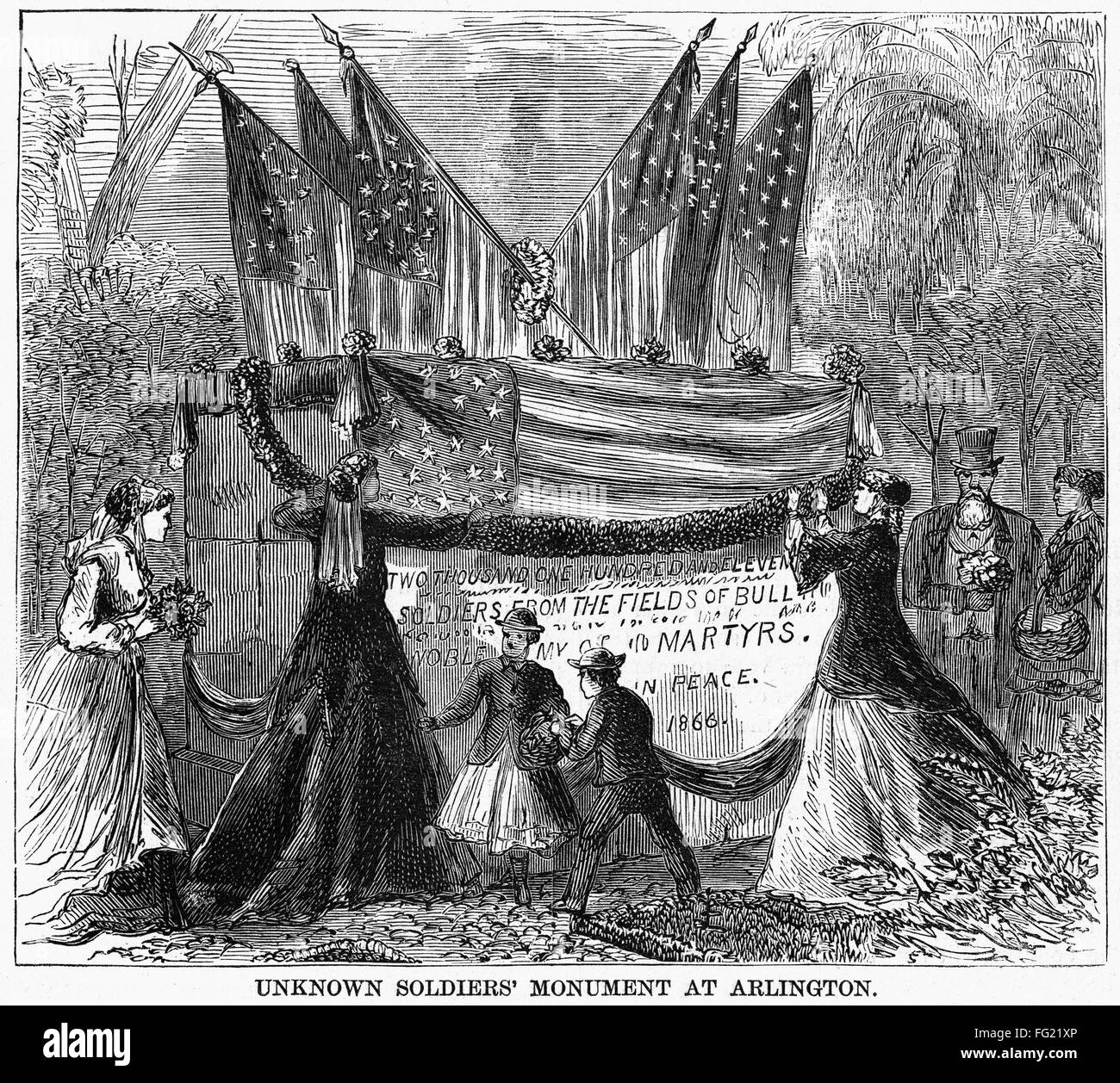 MEMORIAL DAY, 1868. /nMourners gathered at the Unknown Soldiers ...