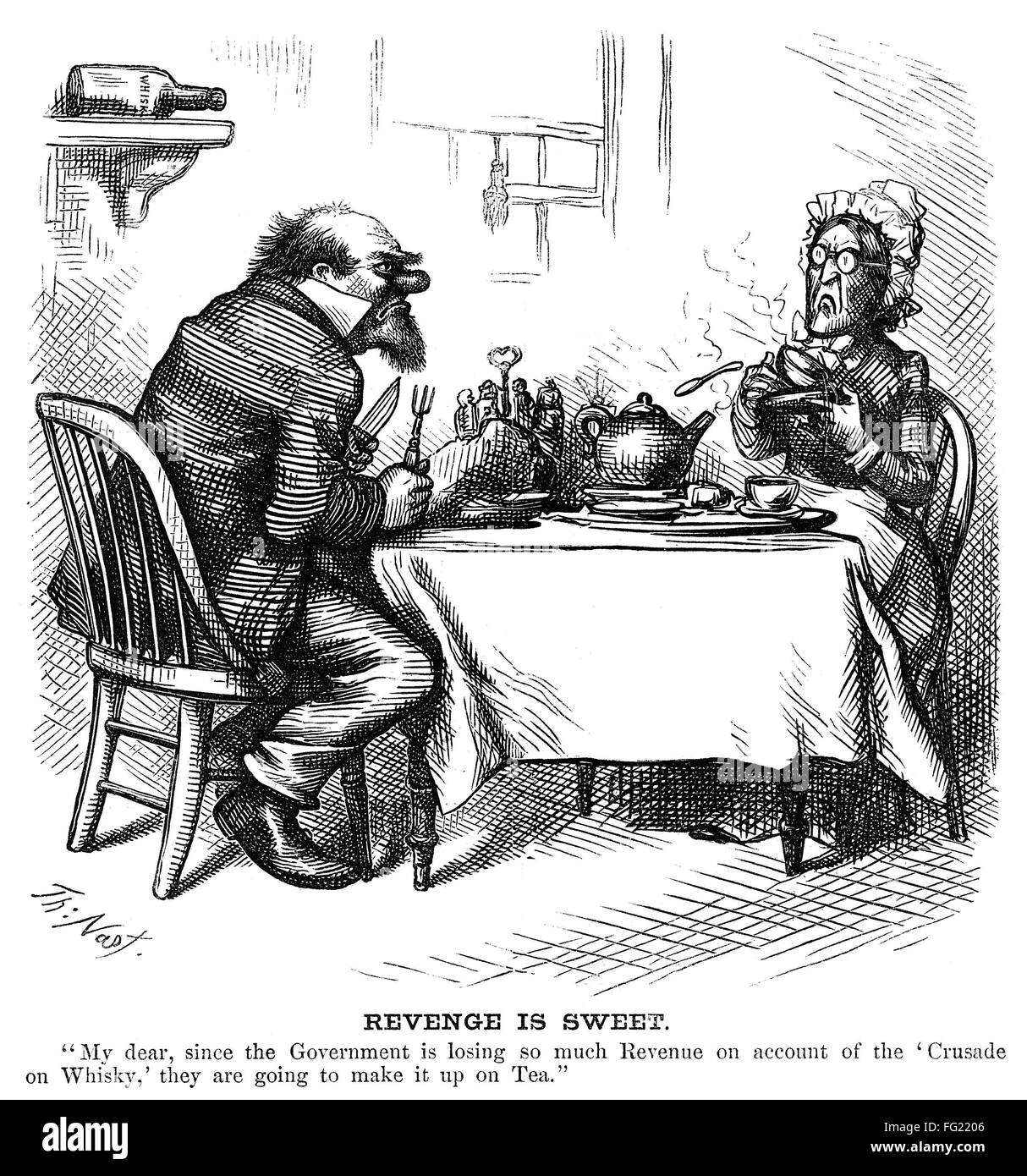 TEMPERANCE MOVEMENT, 1874. /n'Revenge is Sweet.' Cartoon of a man ...