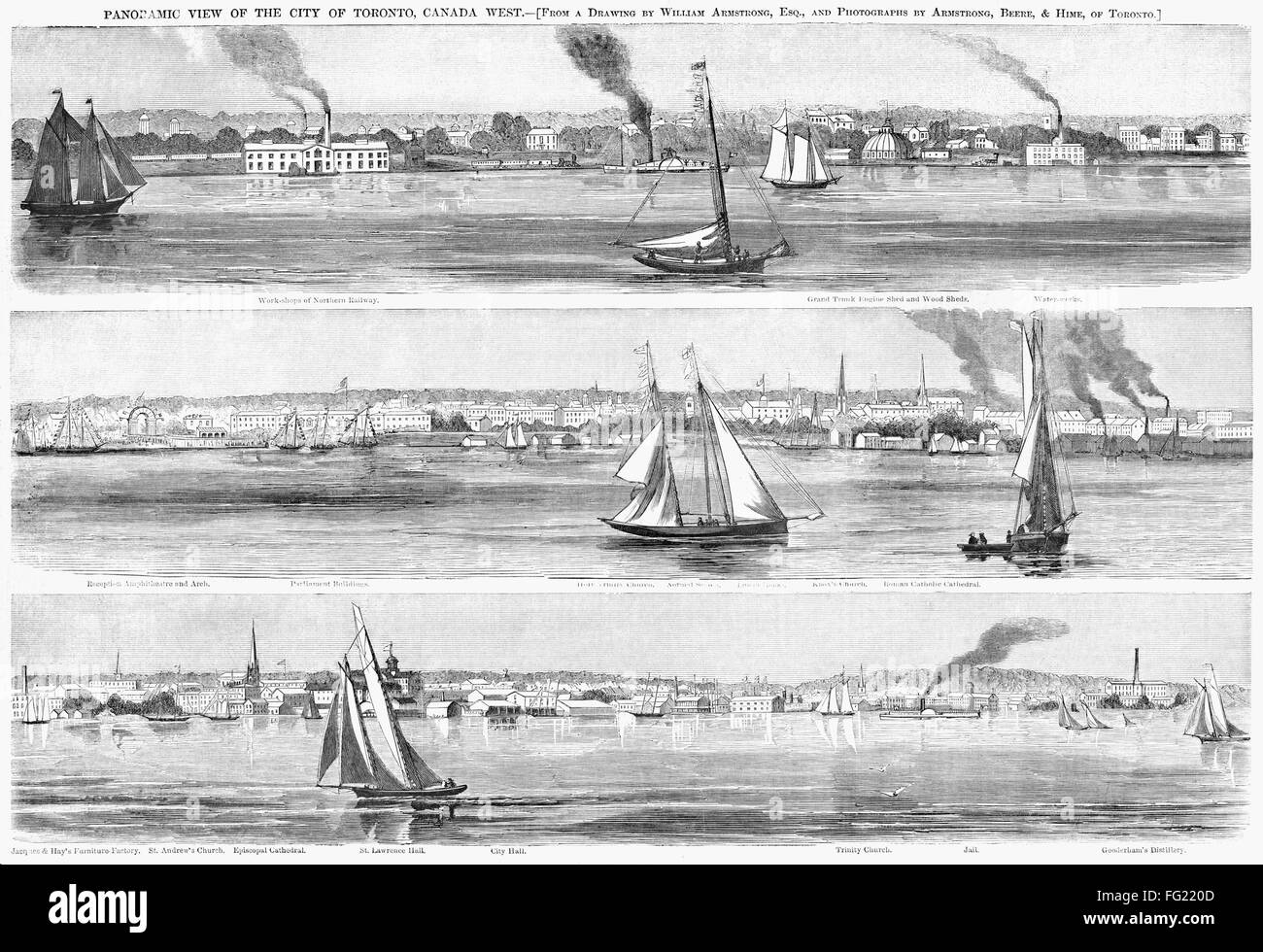TORONTO, 1860. /n'Panoramic view of the city of Toronto, Canada West ...
