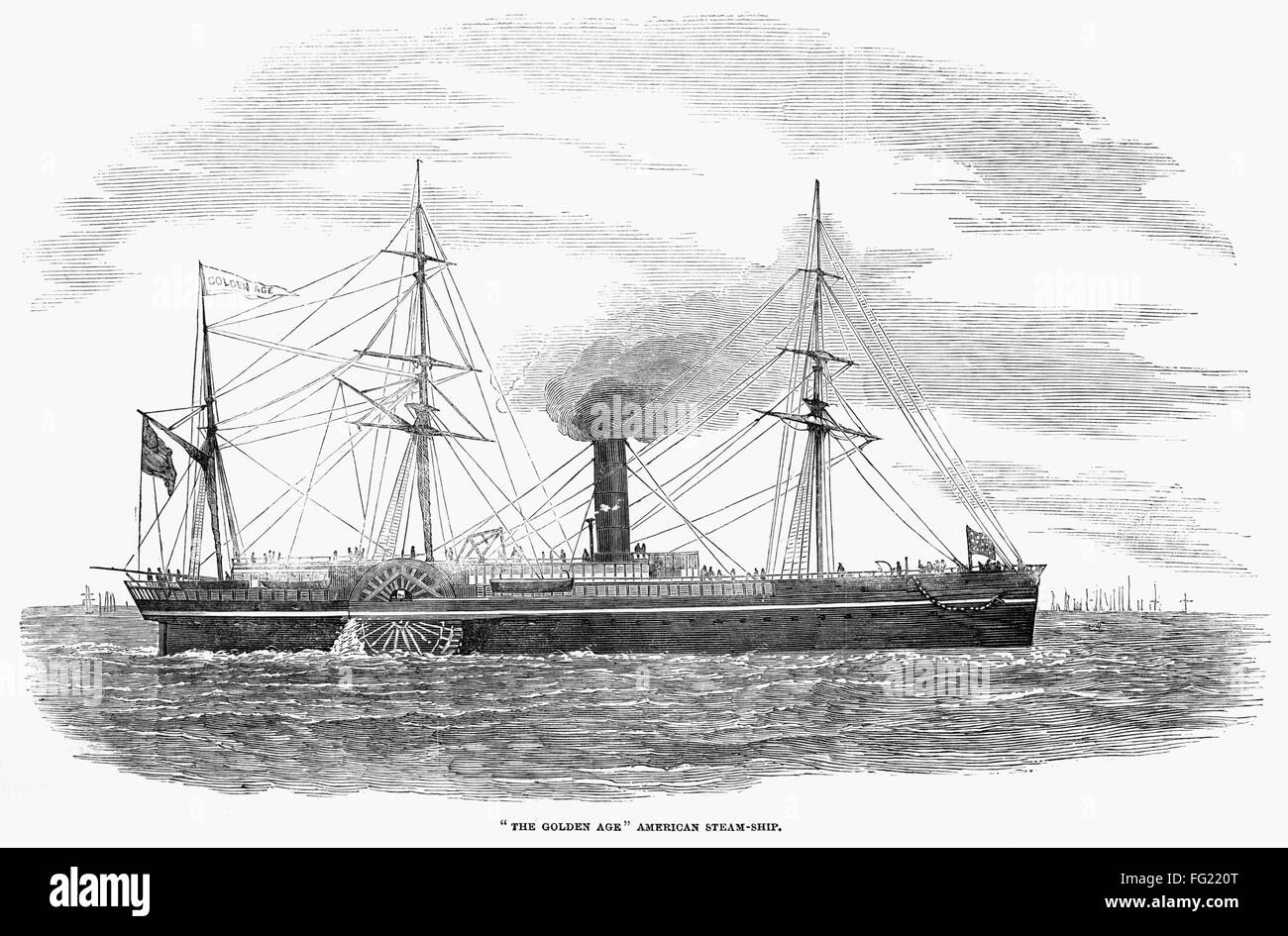 STEAMSHIP, 1853. /nThe American steam-ship 'The Golden Age.' Engraving ...