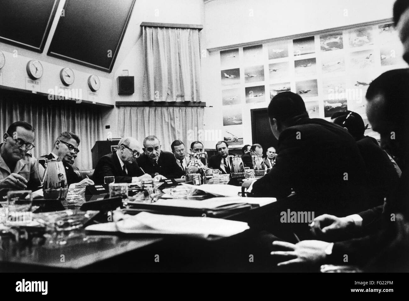VIETNAM WAR: CONFERENCE. /nPresident Lyndon B. Johnson (fourth from ...