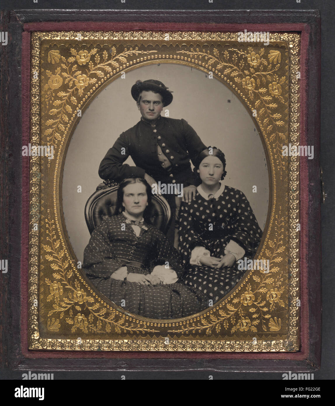 CIVIL WAR: SOLDIER, c1863. /nPortrait of a Union soldier and two women ...