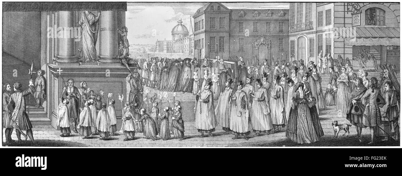 FUNERAL MASS, 18th CENTURY. /n'The corpse is carried along,' during a ...