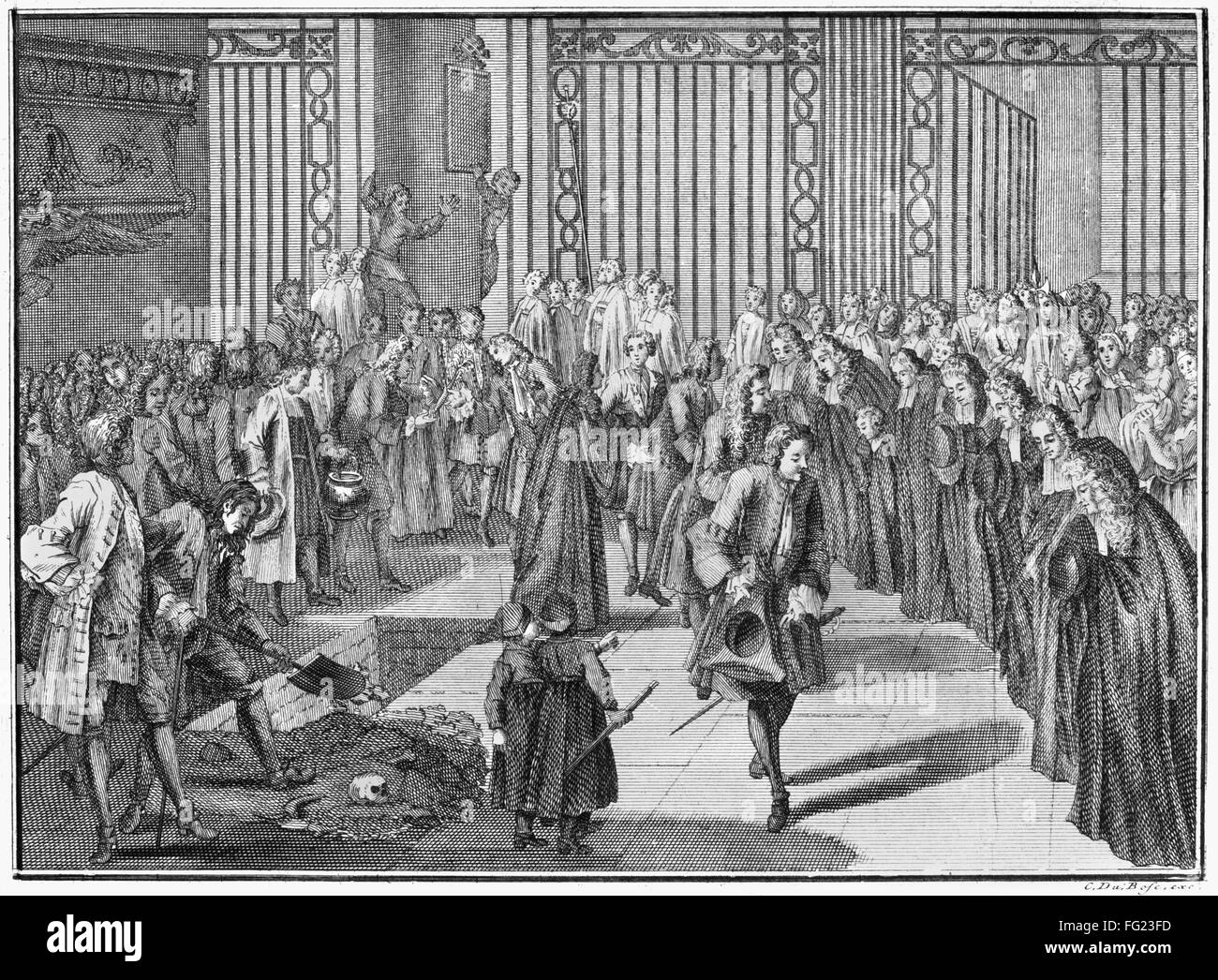 FUNERAL MASS, 18th CENTURY. /n'The coffin is sprinkled with holy water ...