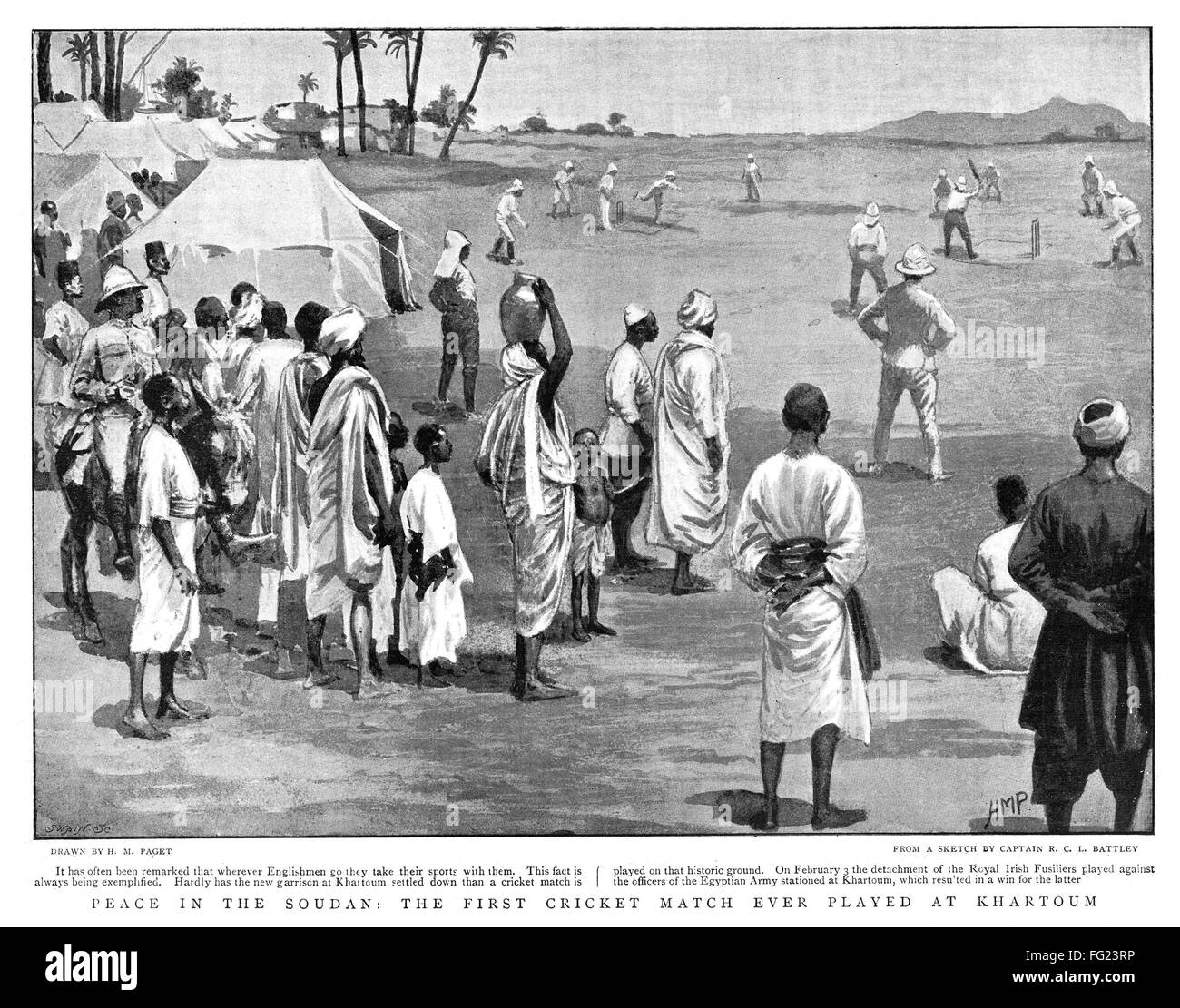 SUDAN: CRICKET, 1899. /n'Peace in the Soudan: the first cricket match ...