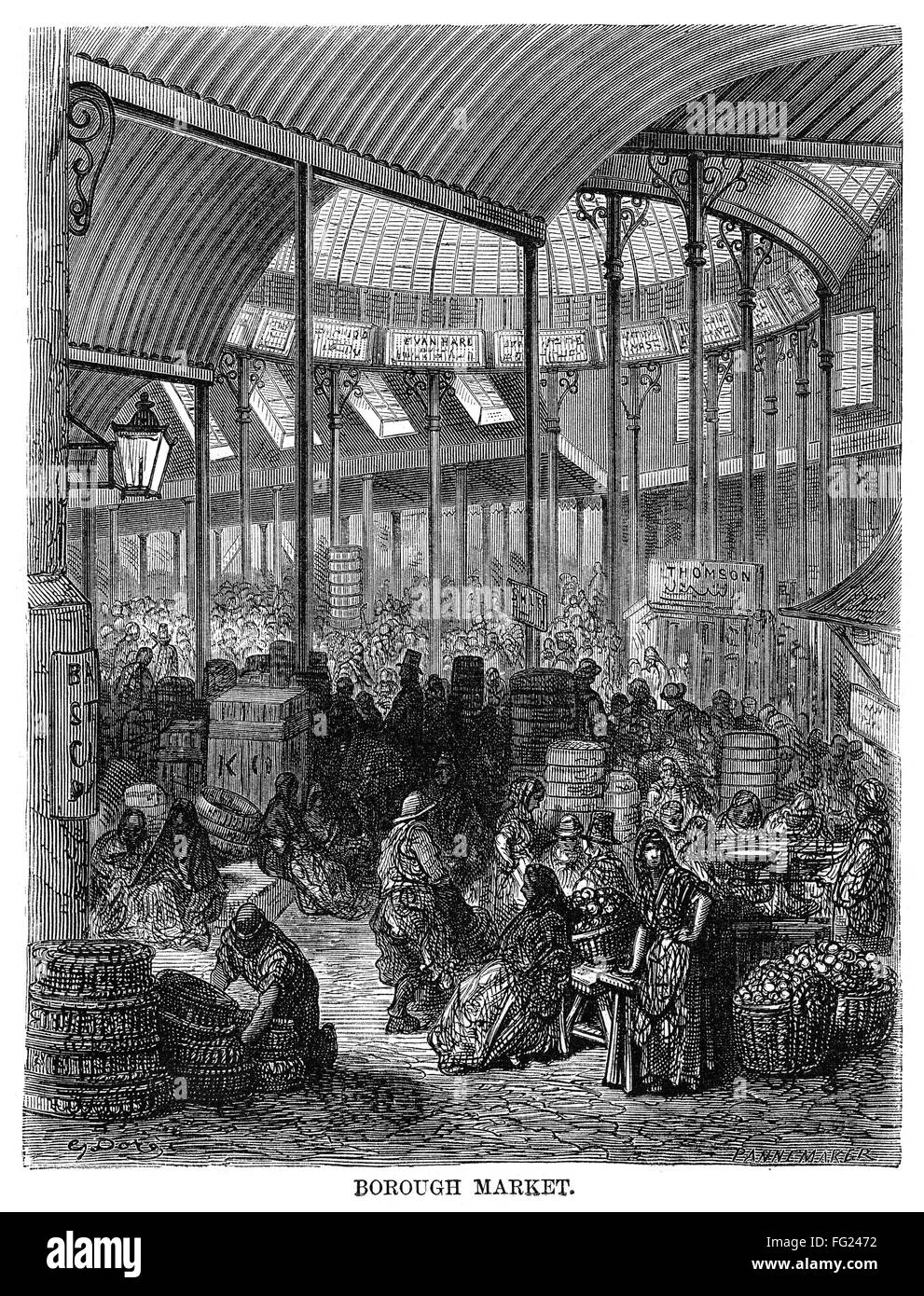 BOROUGH MARKET, 1873. /nBorough Market in London, England. Engraving ...