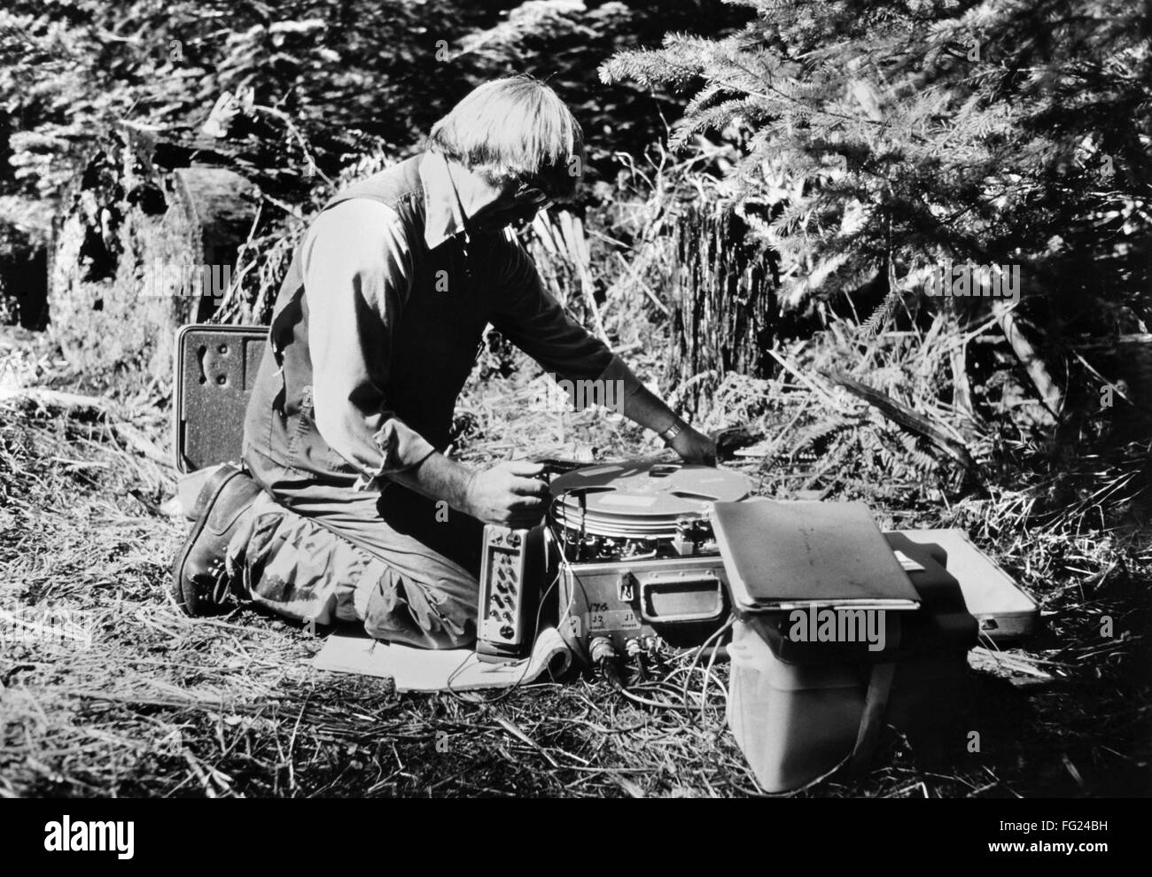 MOUNT ST. HELENS, 1980. /nA scientist with the U.S. Geological Survey ...