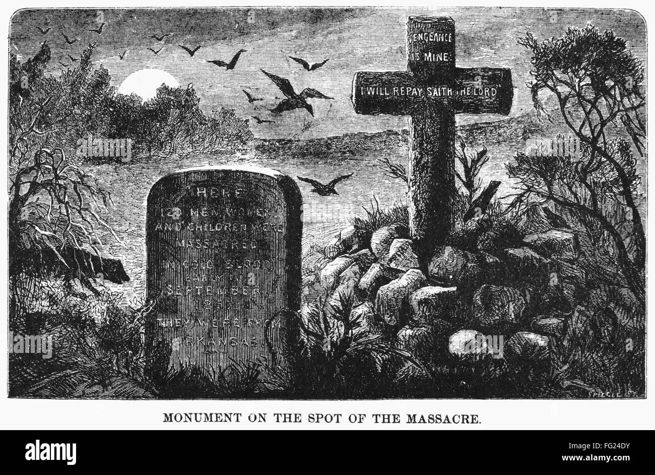 MOUNTAIN MEADOW, 1857. /nThe monument on the spot of the Mountain ...